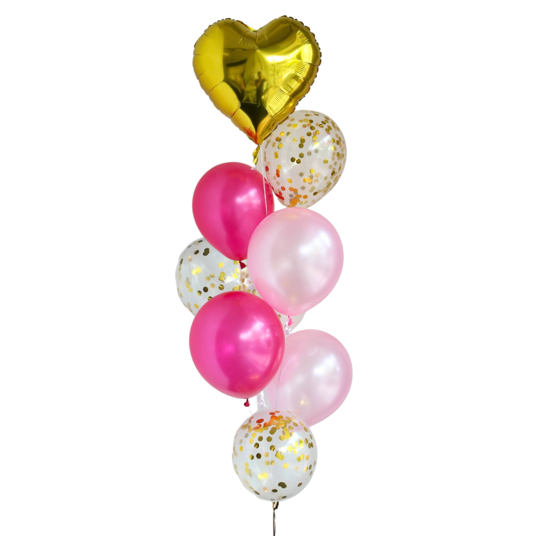 Confetti Pink Gold Balloon Bunch | Foil & Metallic Balloons Set